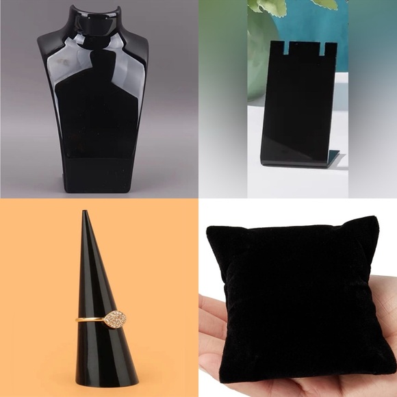Jewelry | Black Acrylic Jewelry Display Set Bundle 4 Pieces | Poshmark